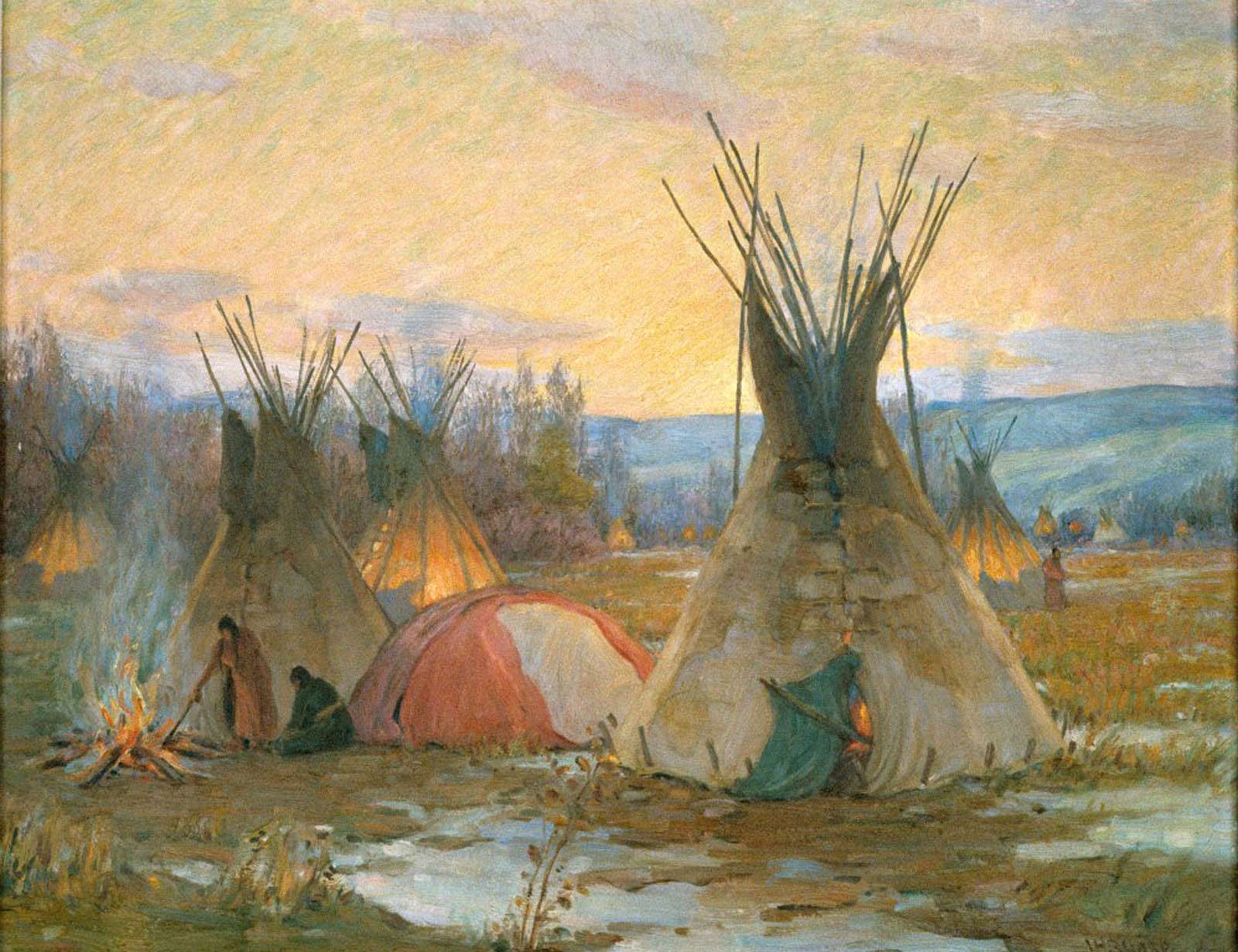 Squaws Preparing Sweat Teepee; [Preparing for the Medicine Sweat ...