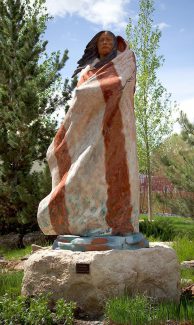 Sculpture Guide: Sacajawea, a painted brozne by Harry Jackson